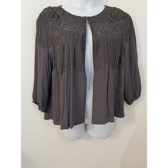 Boden | Jackets & Coats | Boden Jacket Hand Embellished Beaded Evening Gray Viscose Size 6 Plus ...